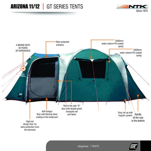 NTK Arizona GT 11/12 Waterproof Camping Family Tent | NTK Tents