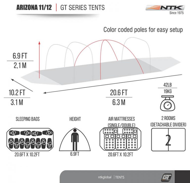 NTK Arizona GT 11/12 Waterproof Camping Family Tent | NTK Tents
